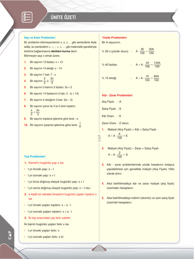 Problemler Tekrar | PDF