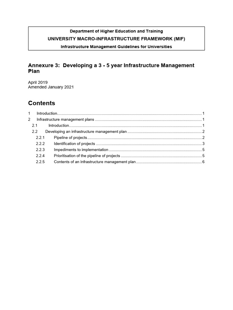 Annexure 3 - Infrastructure Management Plan | PDF | Infrastructure ...