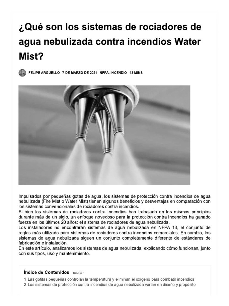 Aplicaciones Nfpa N°750 | PDF