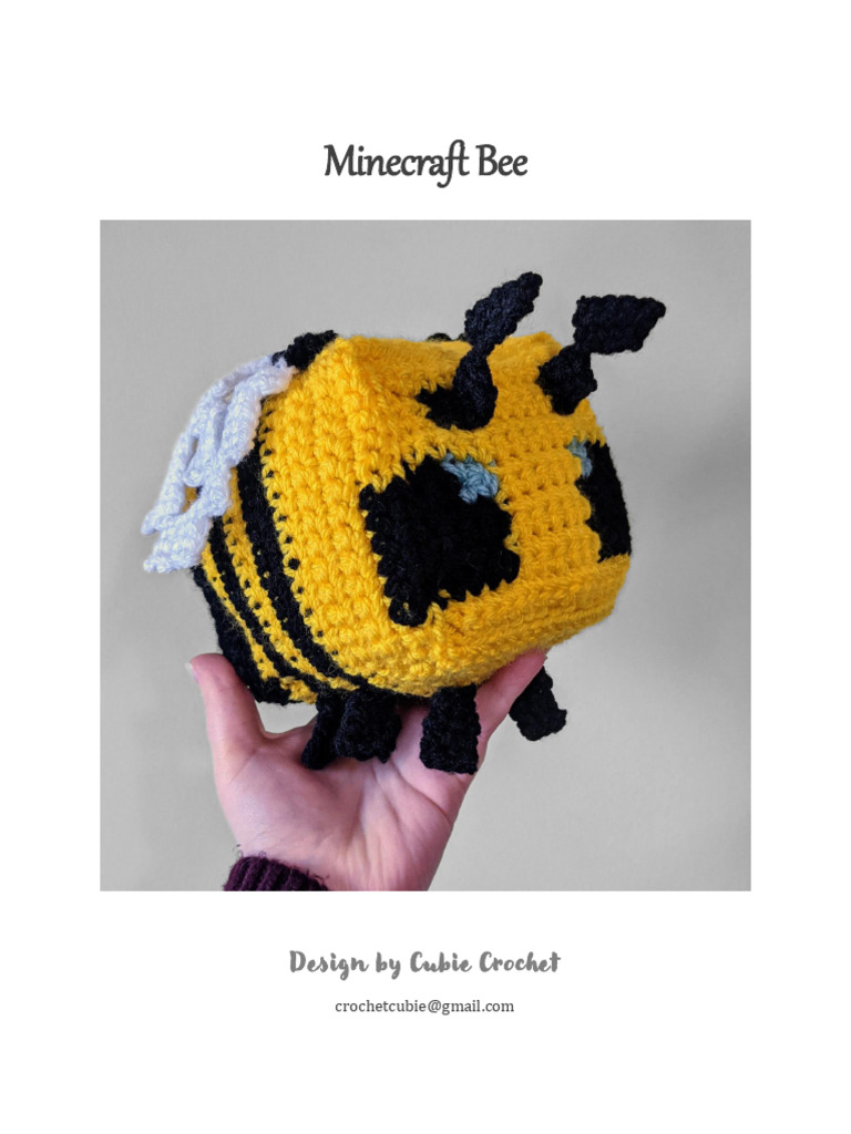 Crochet Minecraft Bee Pattern | PDF | Crochet | Figured Fabrics