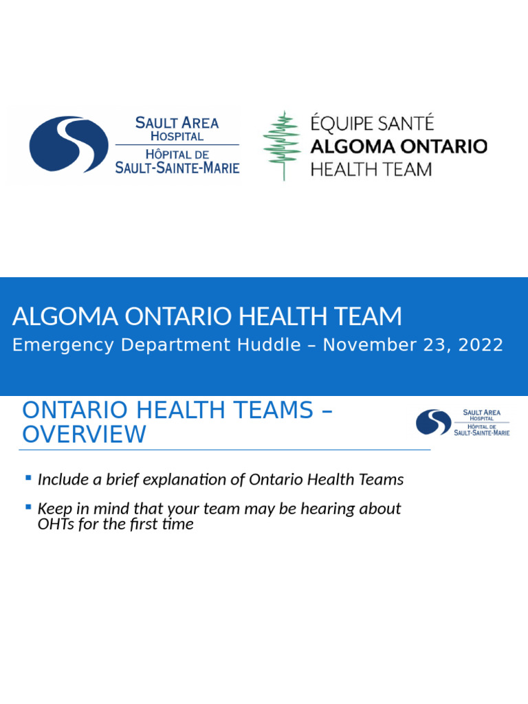 Algoma Ontario Health Team Overview | PDF | Old Age | Emergency Department