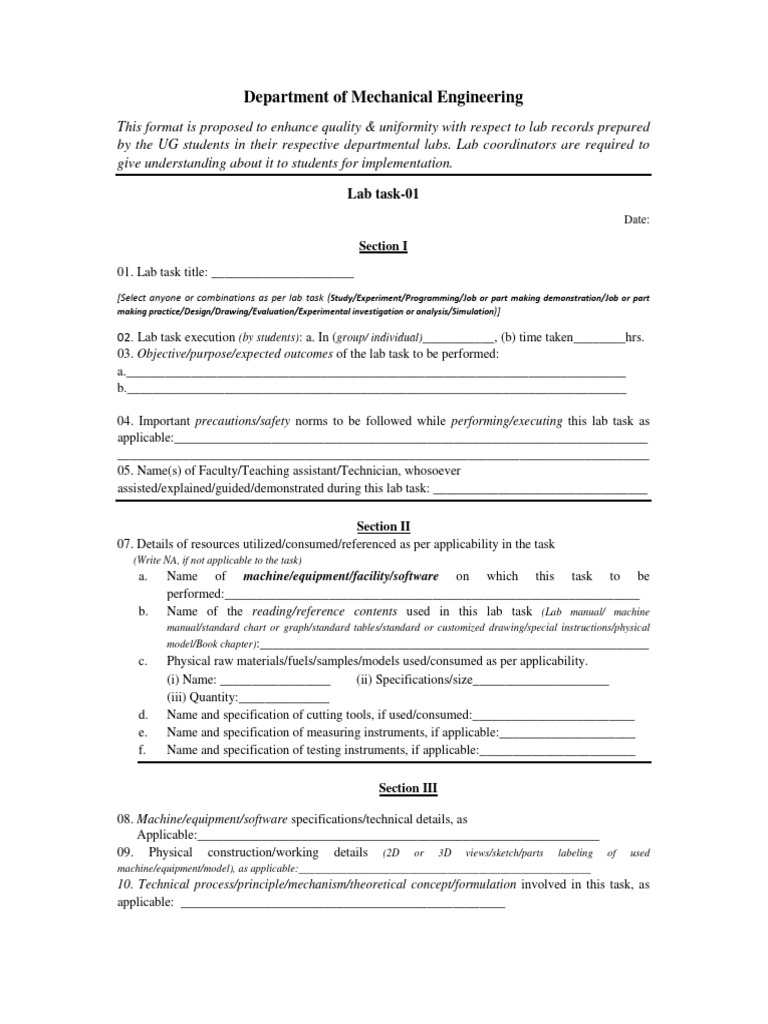 Proposed Lab Record Format | PDF | Specification (Technical Standard) | Evaluation