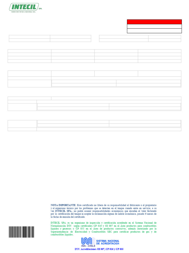 REVIN TC 8certificado Tanque 694858 | PDF | Soldadura | Construcción