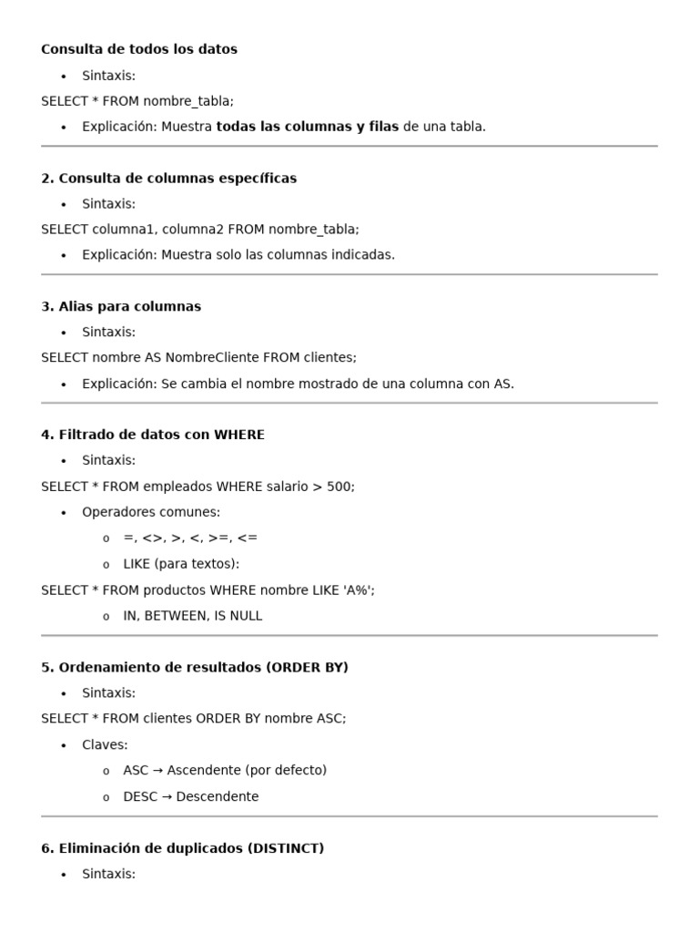 Consultas Basicas en SQL | PDF