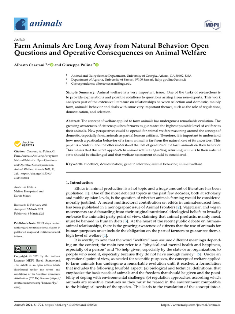 Farm Animals Are Long Away From Natural Behavior | PDF | Domestication ...