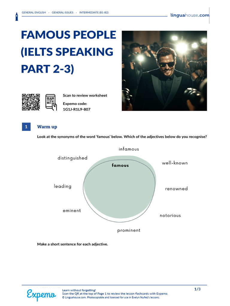 Famous People Ielts Speaking Part 2 3 British English Student B1 B2 ...
