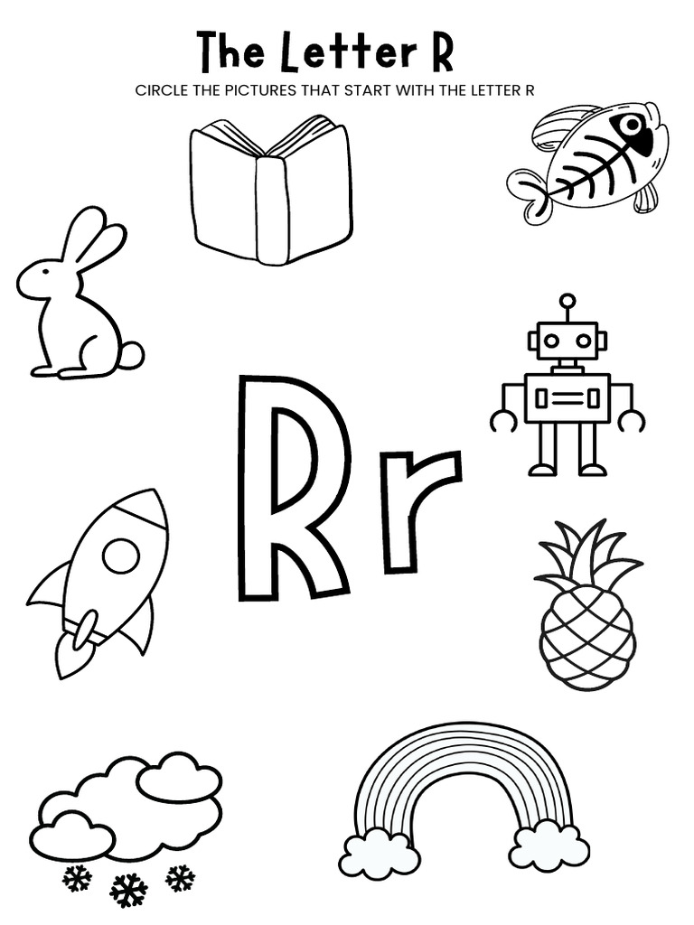 R - Beginning Sounds Coloring Worksheet | PDF