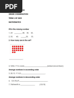 Grade 2 Maths Baseline Assessment 2025 | PDF | Mathematics