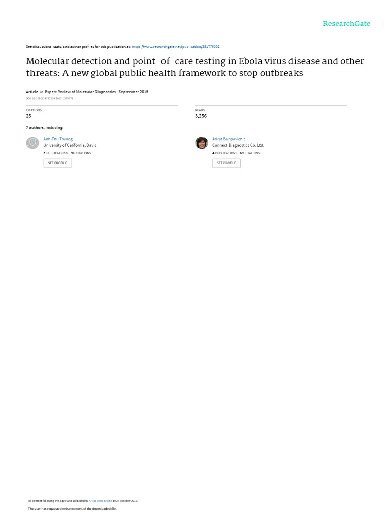 Ebola Testing Framework for Outbreak Control | PDF | Infection | Public ...