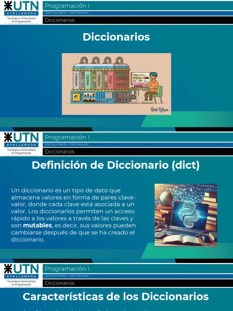 Diccionarios | PDF | Python (lenguaje de programación) | Matemáticas ...