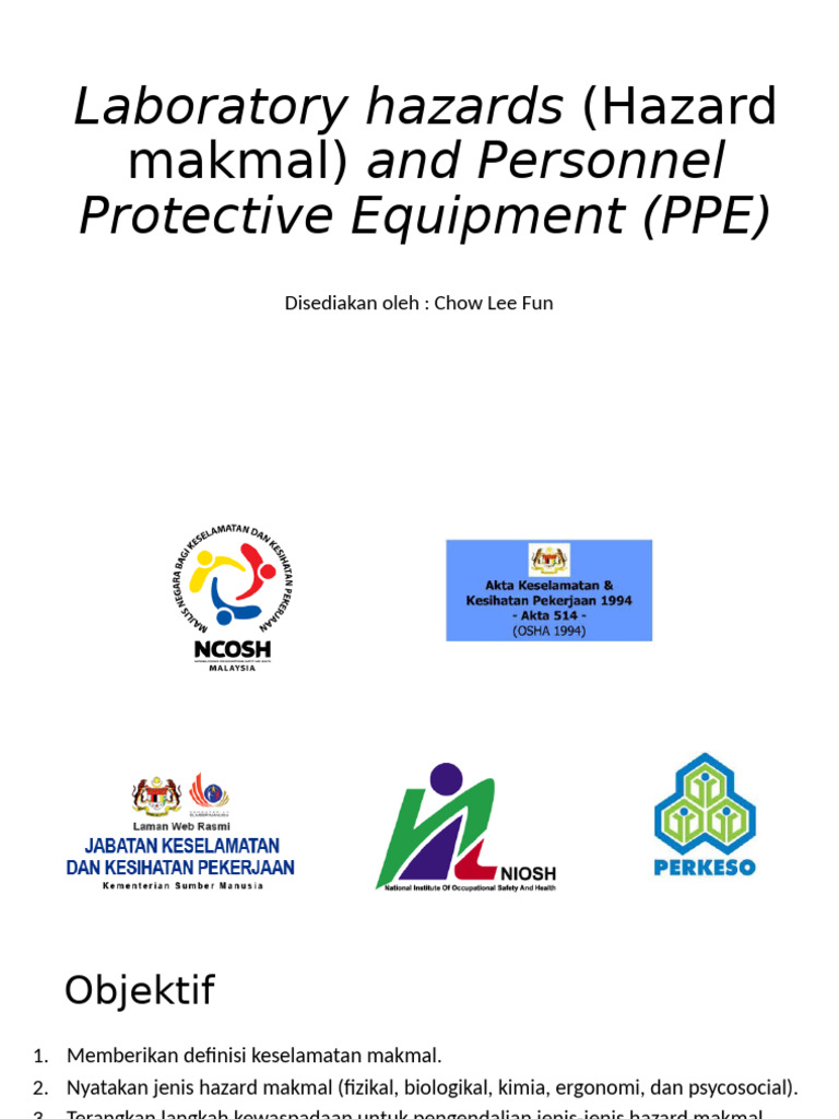 L1 Laboratory Hazards and Personnel Protective Equipment | PDF