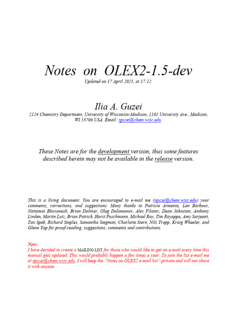 Ilia Guzei Notes On OLEX2 | PDF | Computer File | Chemical Bond