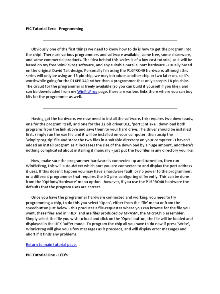 PIC Tutorial | PDF | Pic Microcontroller | Subroutine