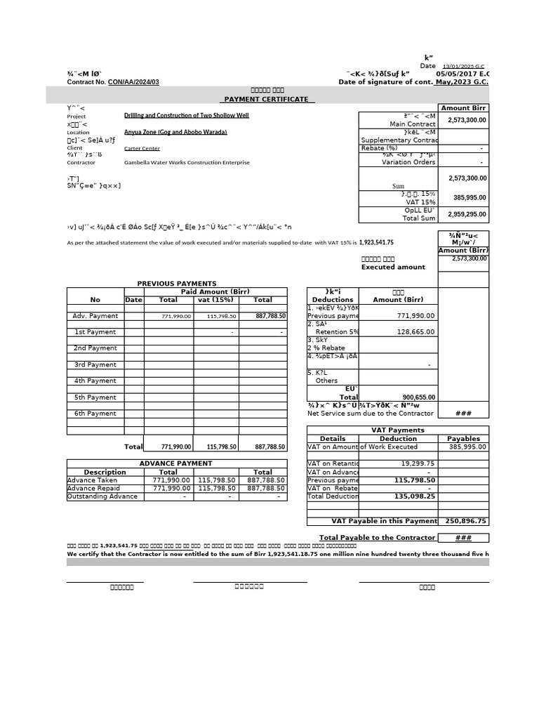 Payment Certificate for Construction Projects | PDF