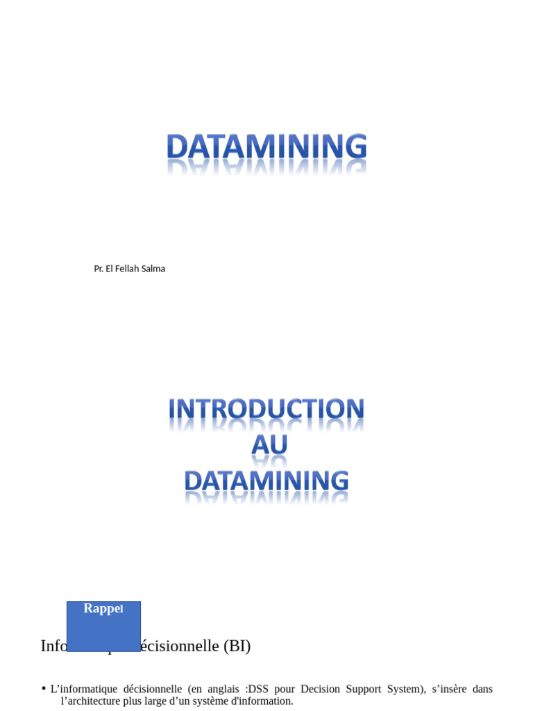 Introduction Au Datamining | PDF | Minage des données | Informatique ...