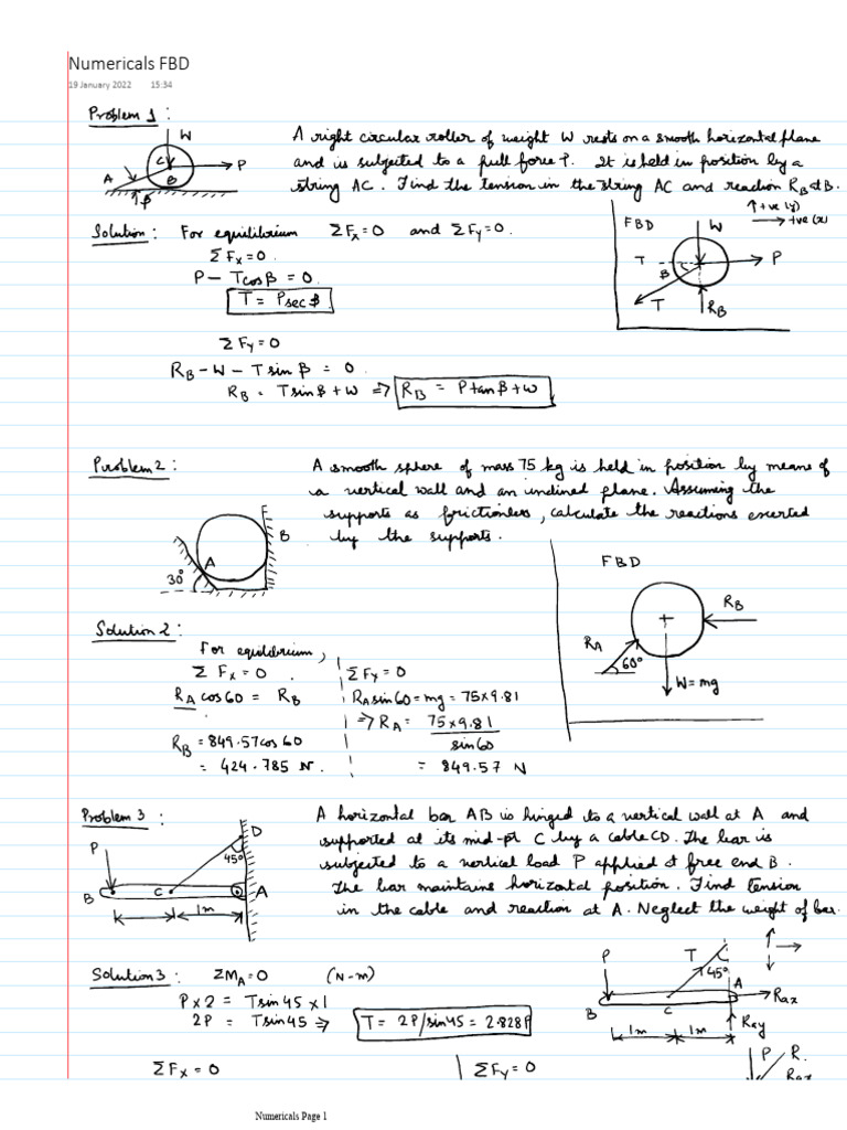 FBD Equilibrium Numerical | PDF