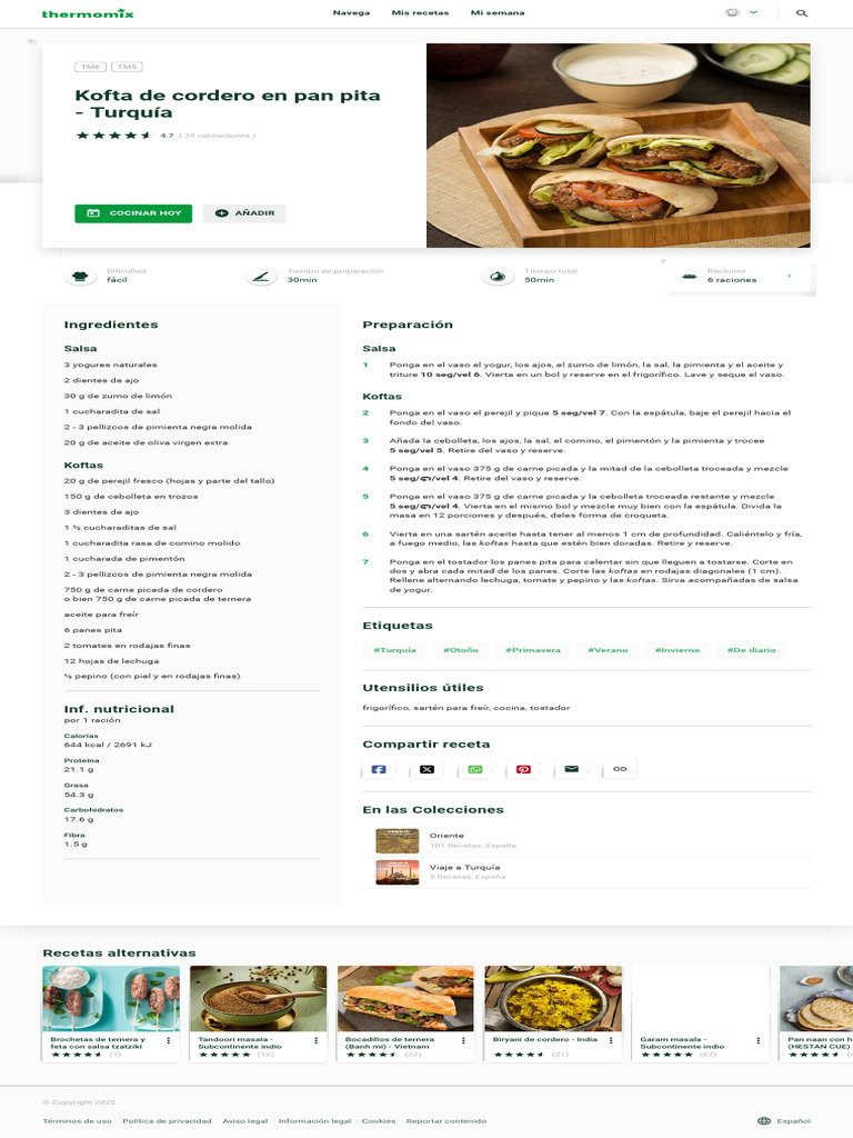 Kofta de Cordero en Pan Pita - Turquía - Cookidoo® - La Plataforma de ...