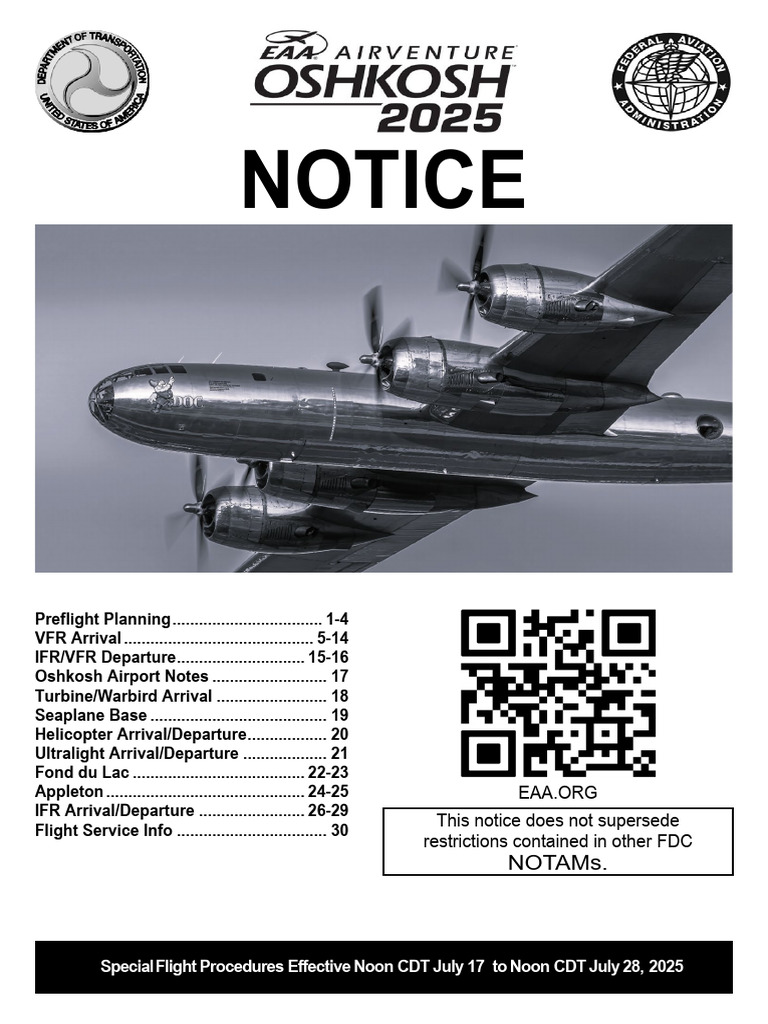 2025 Notice Final With QR Code | PDF | Eaa Air Venture Oshkosh | Instrument Flight Rules