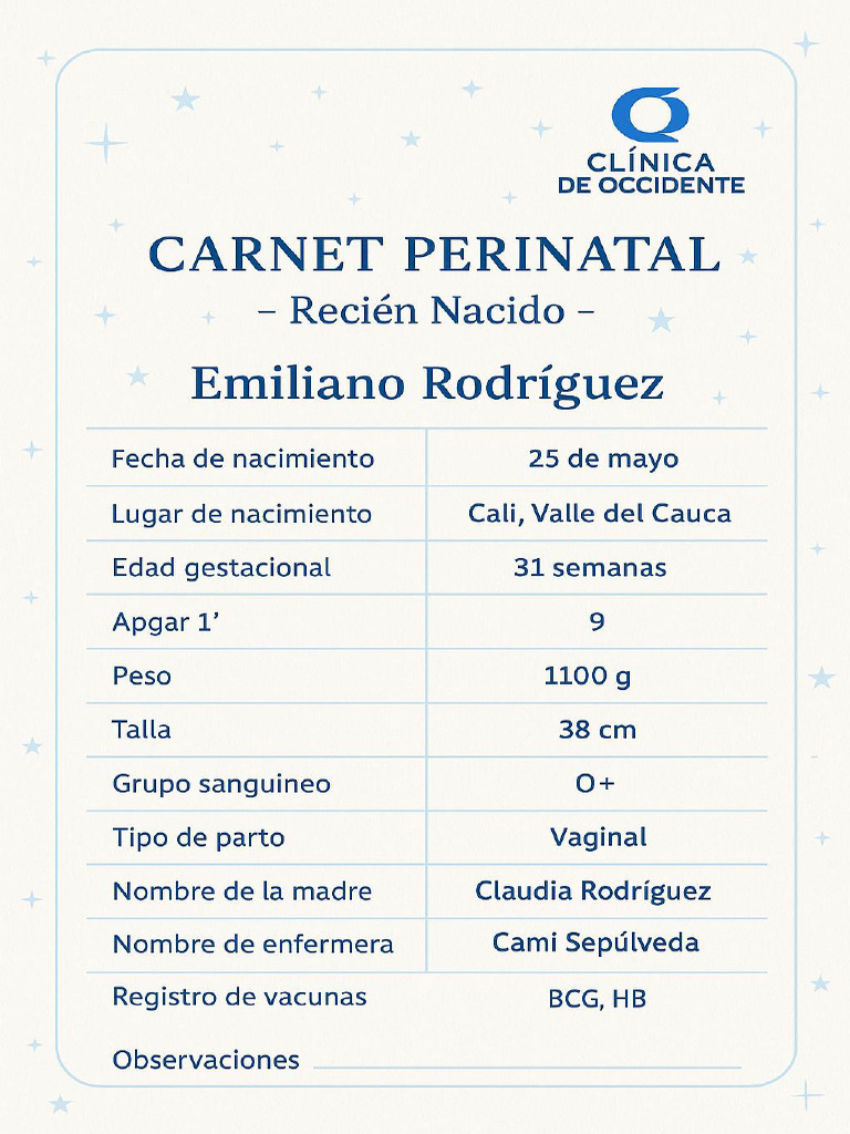 Carnet Nacimiento Emiliano Rodriguez | PDF
