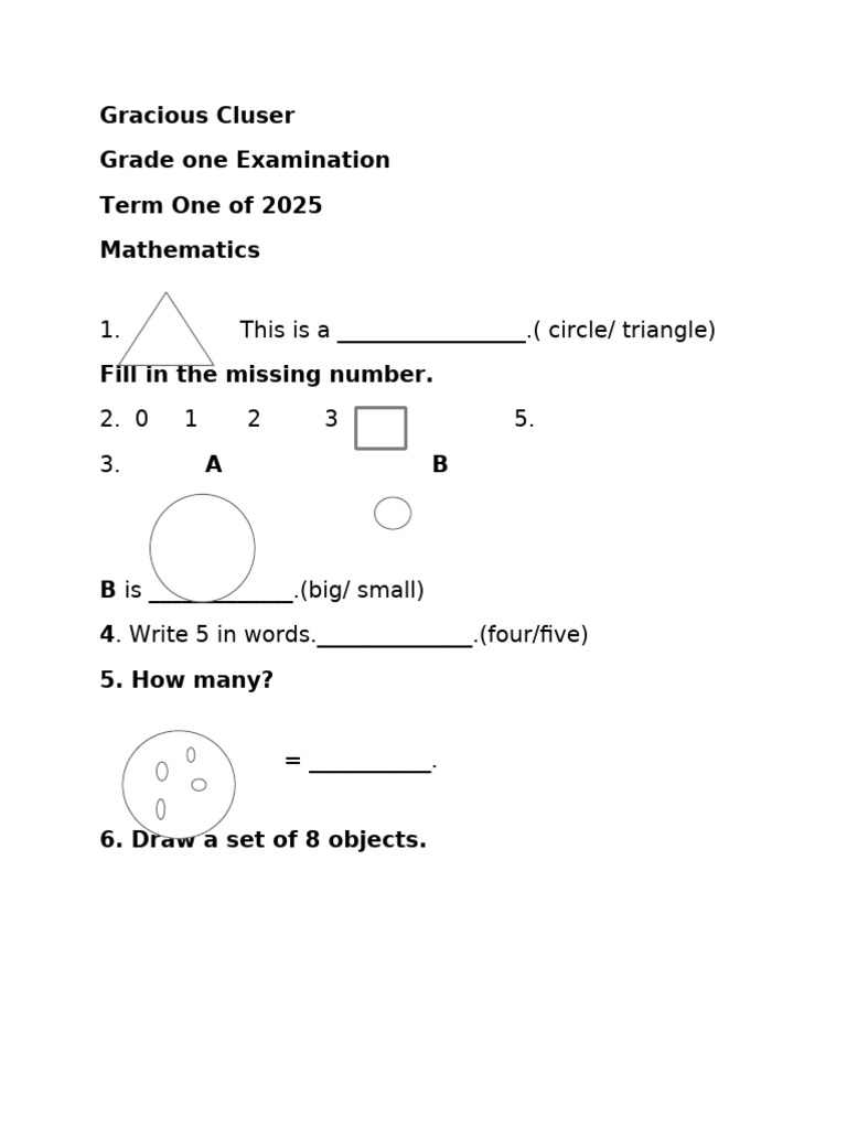 Maths Grade 1 Cluster | PDF
