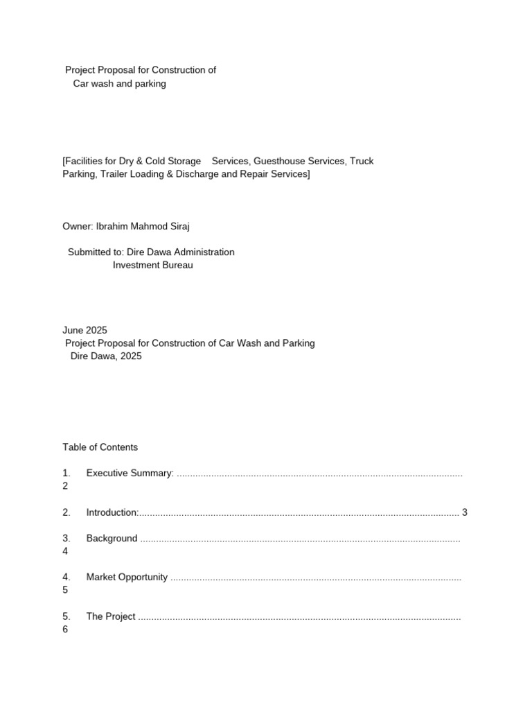 Car Wash & Parking Project Proposal | PDF | Expense | Economic Growth