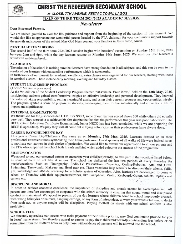 Third Mid Term Newsletter 2025 | PDF