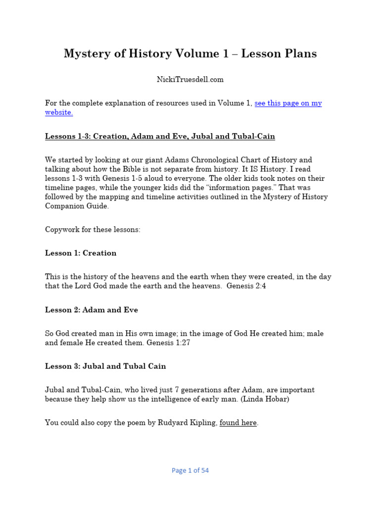 Mystery of History Volume 1 Lesson Plans | PDF | David | Book Of Exodus