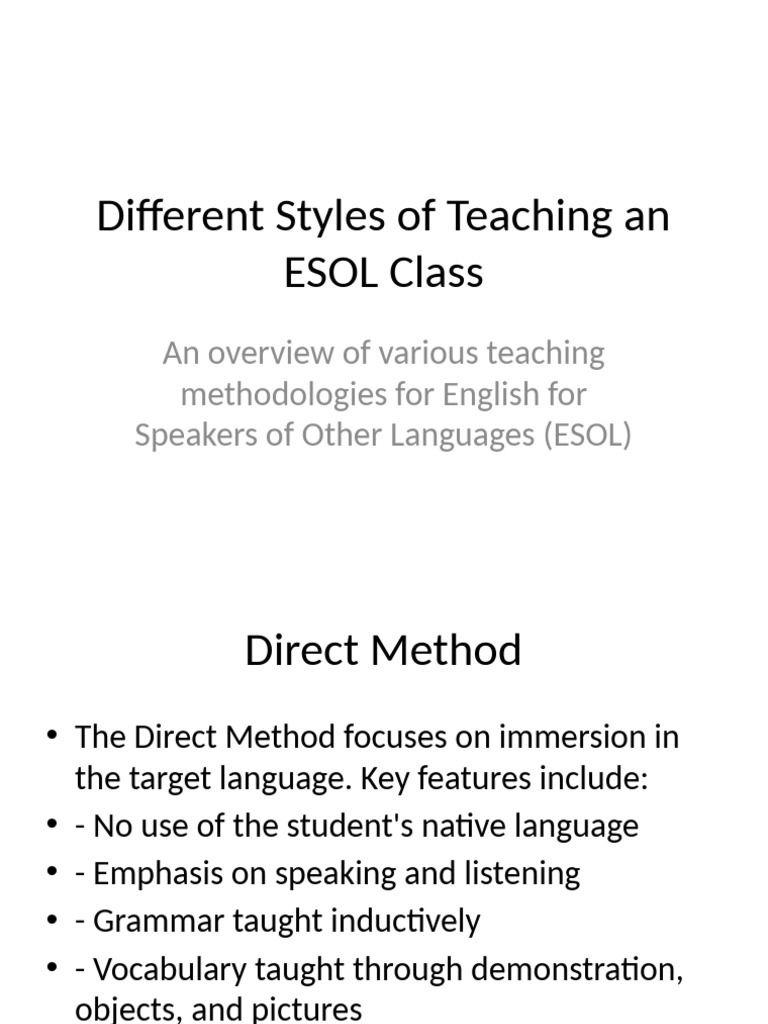 ESOL Teaching Methodologies Overview | PDF