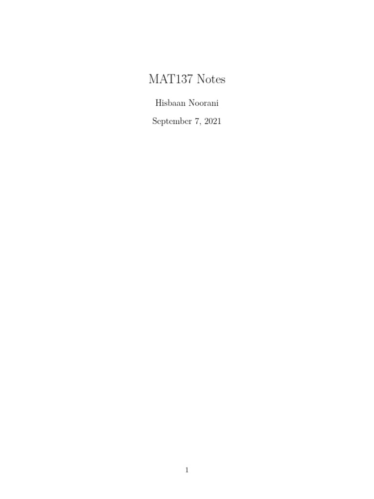 Mat 137 | PDF | If And Only If | Mathematical Proof