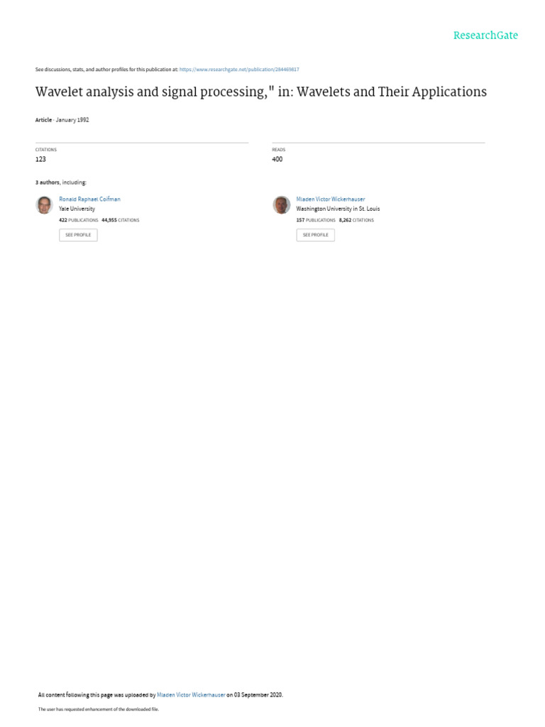 Wavelets and Adapted Waveforms Analysis | PDF