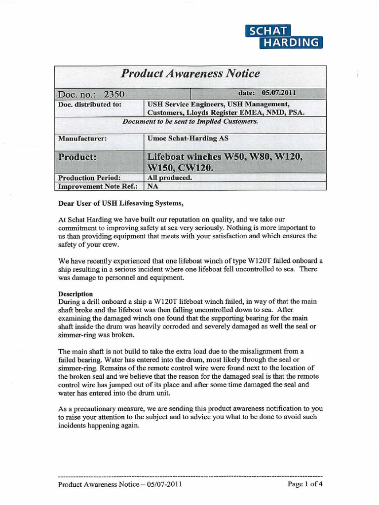 Schat Harding Winch 2350 (2) - 1 - Inspection Procedure | PDF