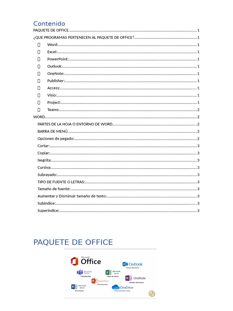 Programas del Paquete de Office y Word | PDF | Microsoft Office ...