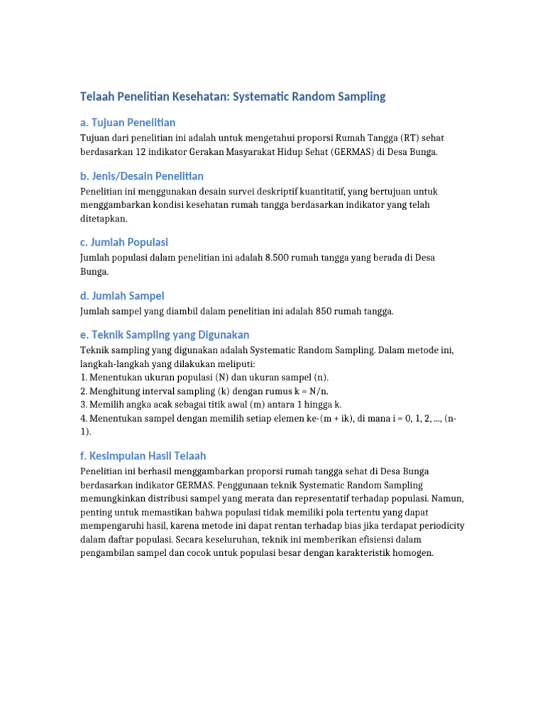 Telaah Penelitian Systematic Random Sampling | PDF