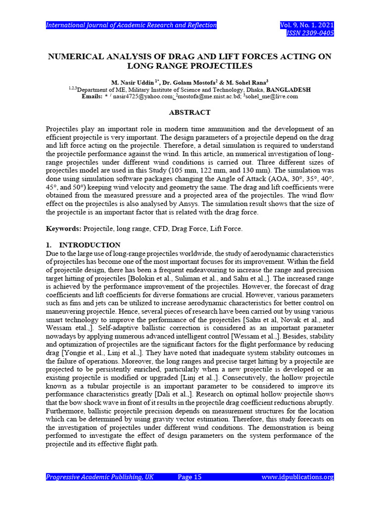 Numerical Analysis of Drag and Lift Forc | PDF | Computational Fluid Dynamics | Drag (Physics)