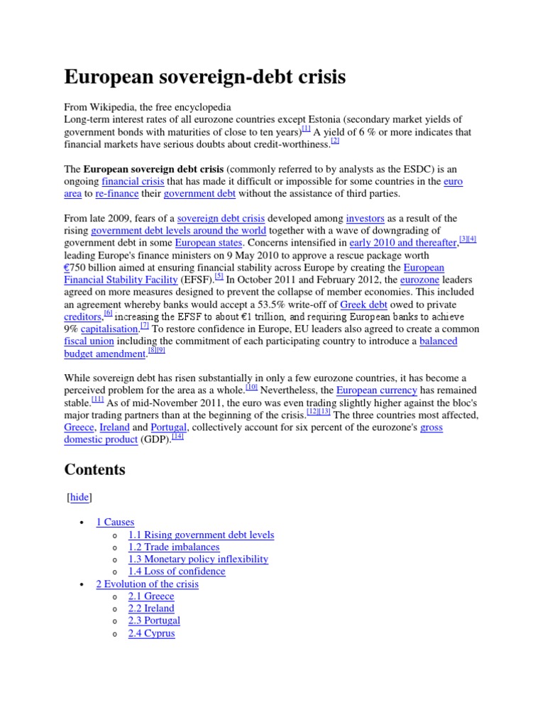 European Sovereign-Debt Crisis: o o o o o o o o | PDF | European ...