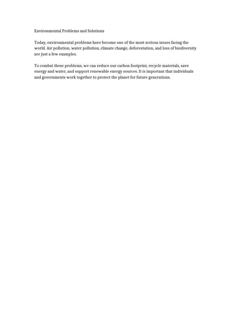 Solutions to Environmental Issues | PDF