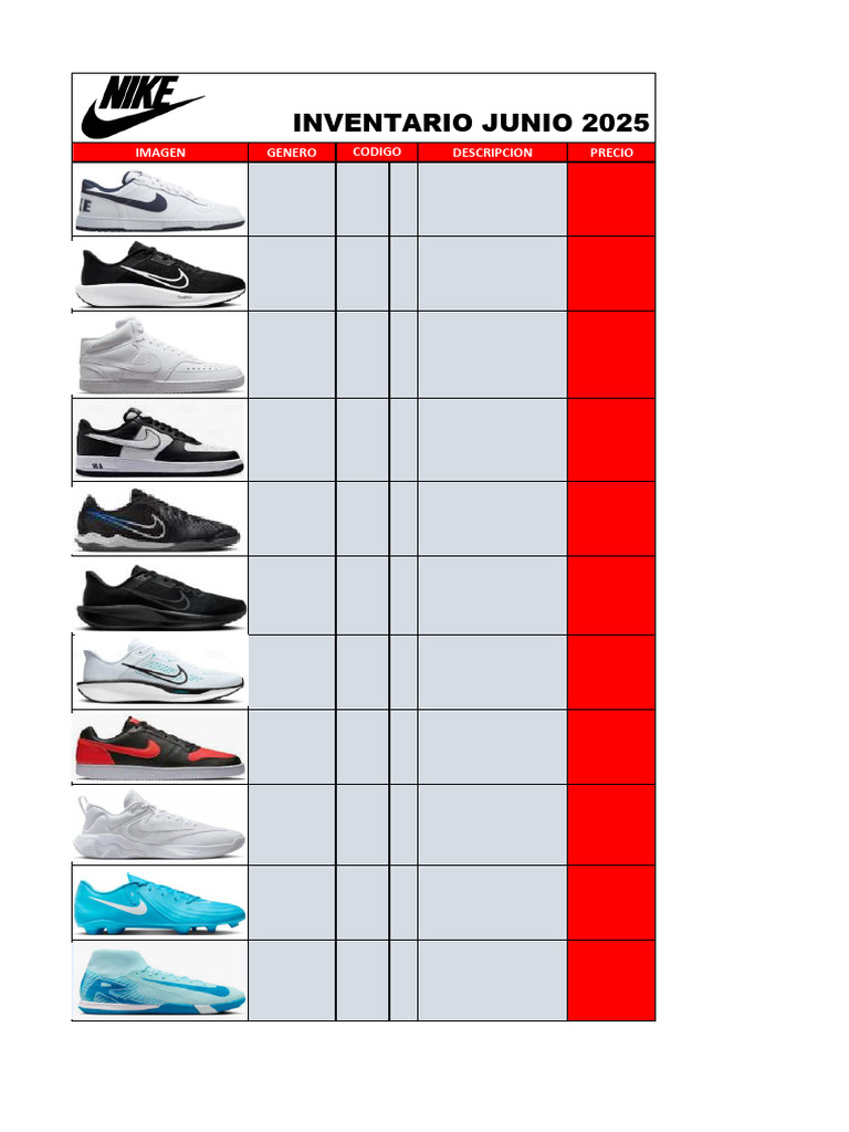 Nike Shoe Inventory and Prices | PDF | Nike | Shoe