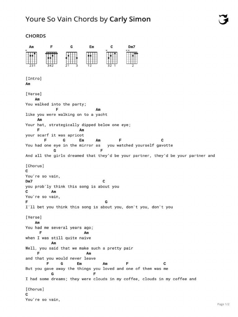 Youre So Vain Chords | PDF