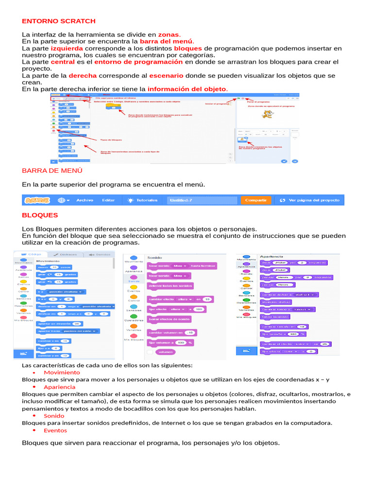 Partes del Entorno de Scratch | PDF | Scratch (lenguaje de programación ...