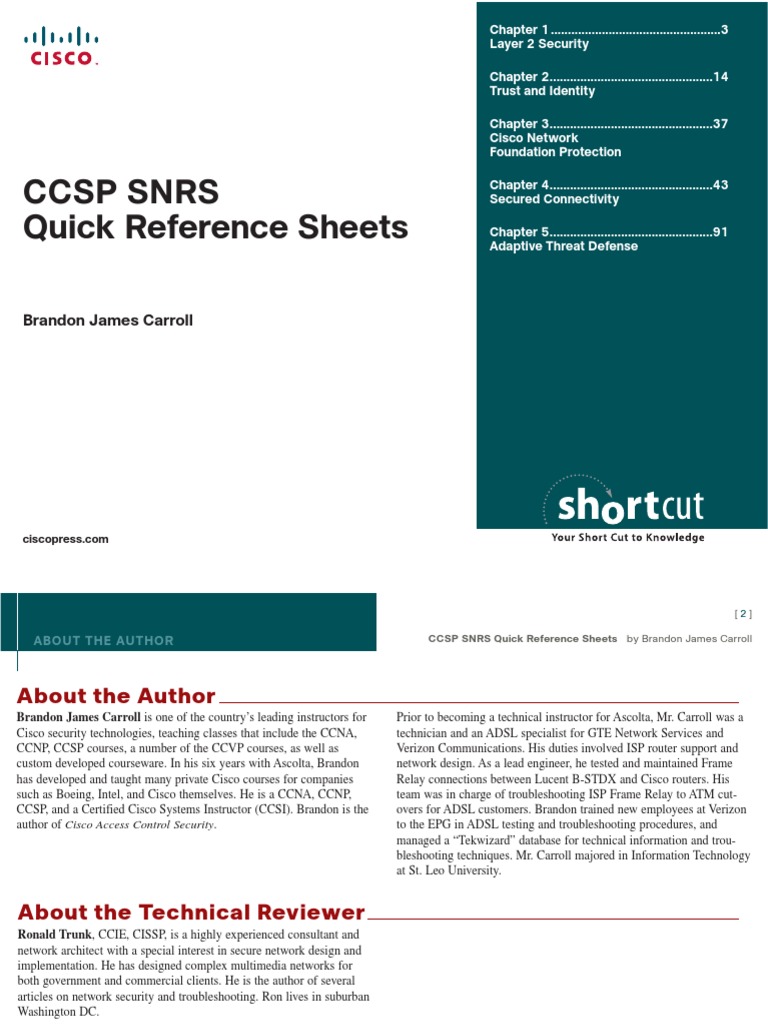 Cisco Press CCSP SNRS Quick Reference Sheets | PDF | Radius | Network ...