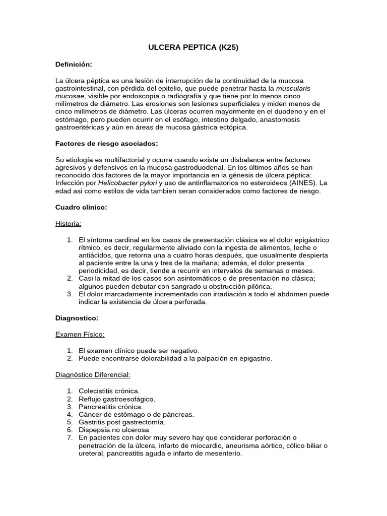 Ulcera Peptica | PDF | Enfermedades y trastornos | Gastroenterología