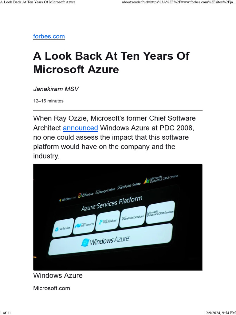 A Look Back at Ten Years of Microsoft Azure | PDF | Microsoft Azure | Cloud Computing