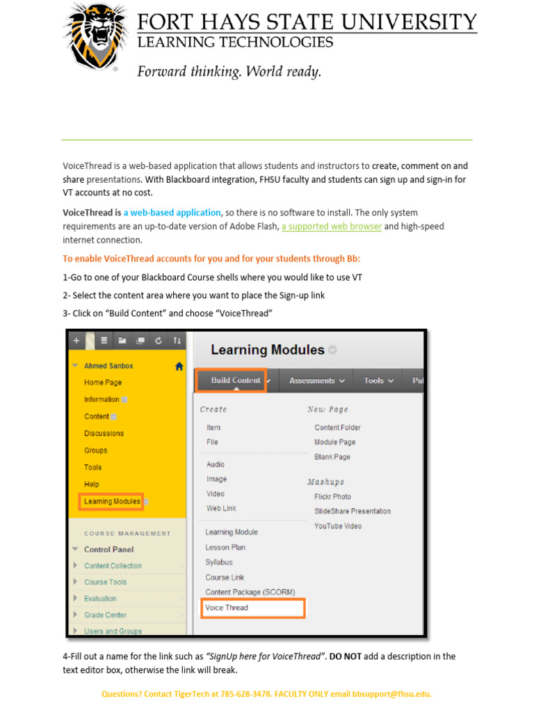 VoiceThread in BB Signup Instructions For Students | PDF
