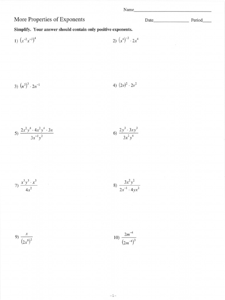 Exponent Review | PDF