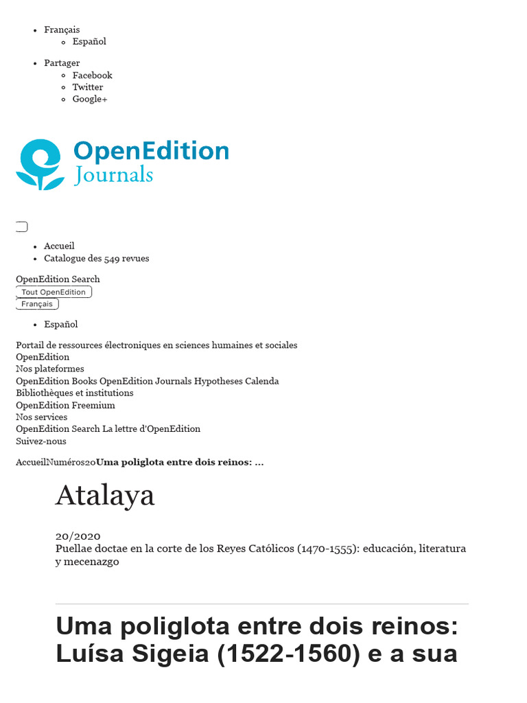 Uma Poliglota Entre Dois Reinos | PDF | Portugal | Família