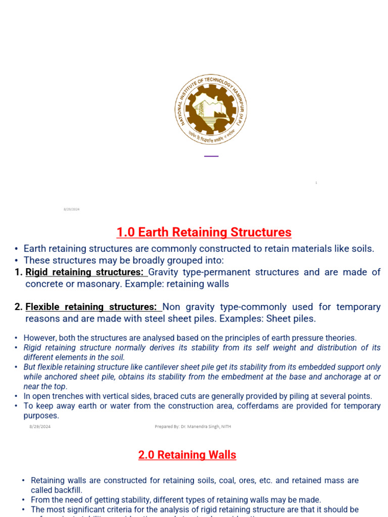 Retaining Structures in Civil Engineering | PDF | Deep Foundation | Architectural Elements