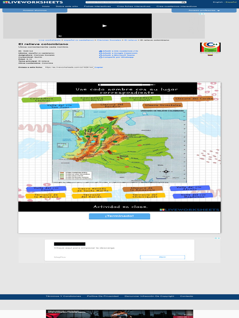 Ejercicio de El Relieve Colombiano | PDF