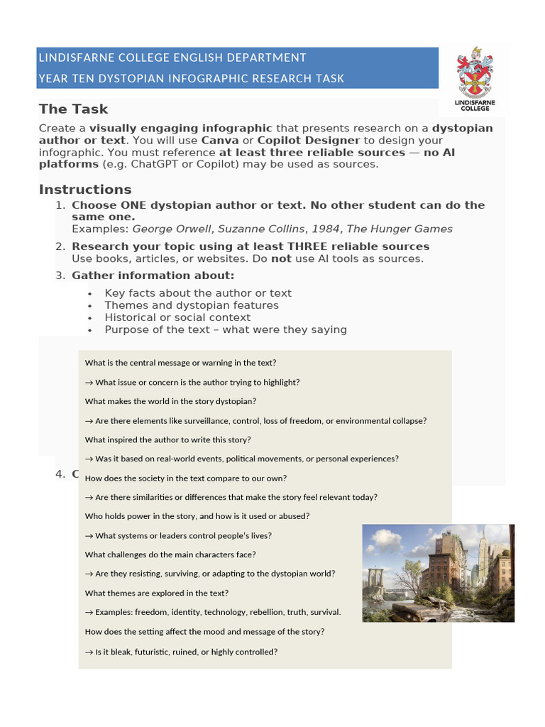 Term 3 Dystopian Infographic Task | PDF | Dystopia | Human Communication