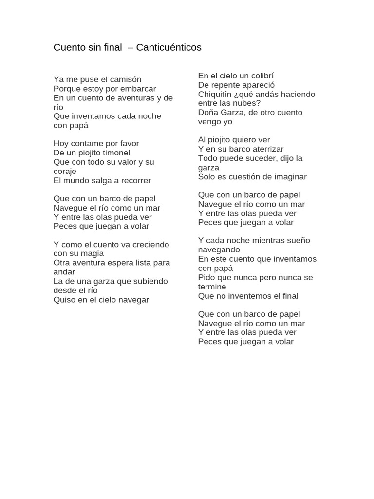Cuento sin final para soñar | PDF