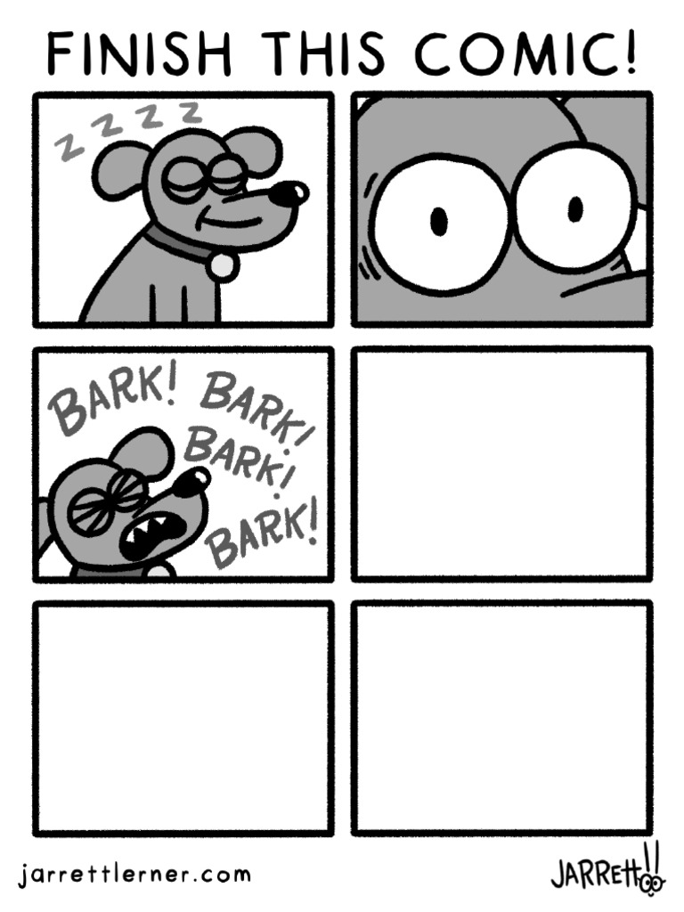 Finish This Comic Barking Dog Growling Dog Sleeping Tree Lion and Mouse ...